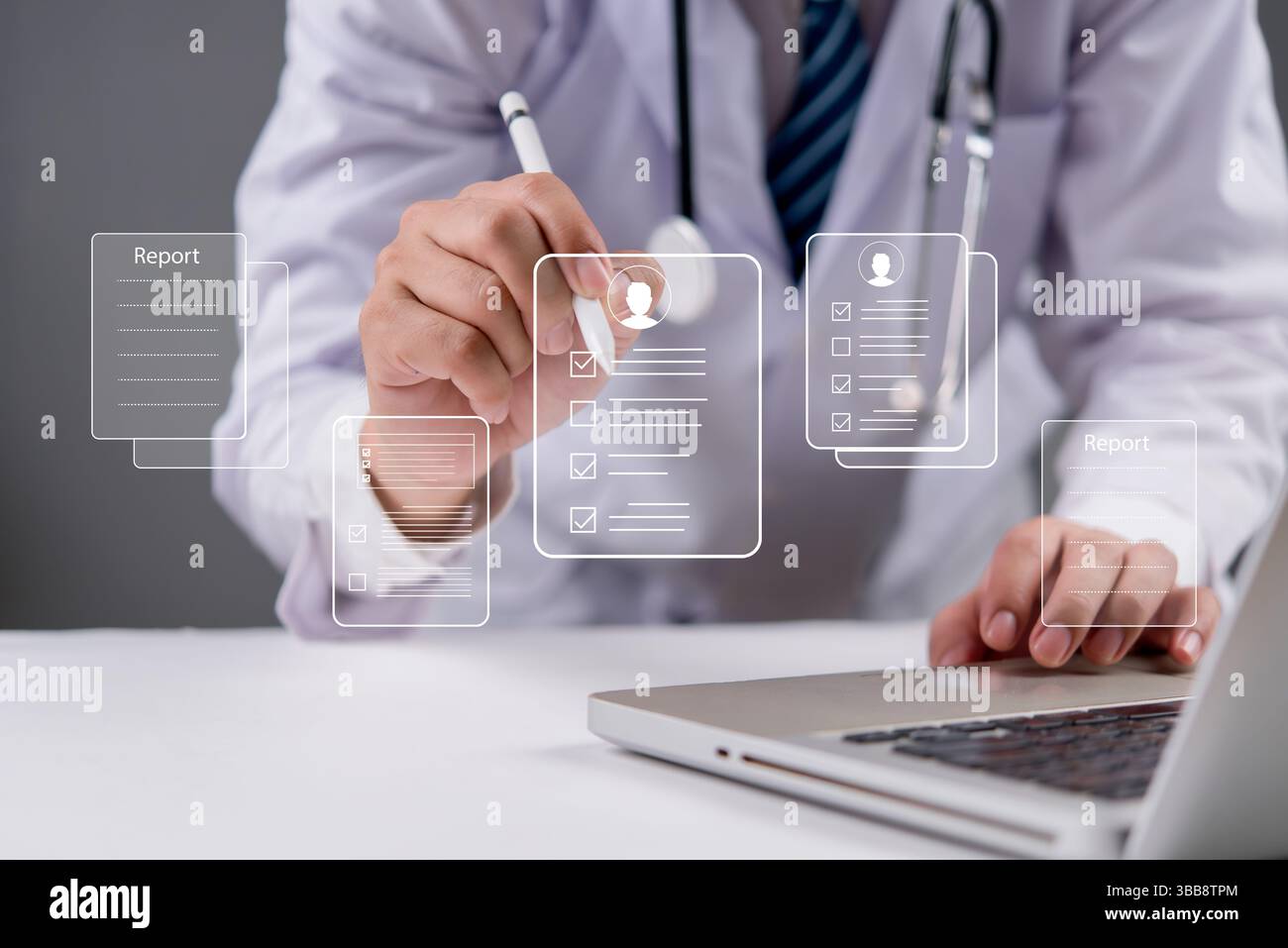 Medical professional accessing digital healthcare platform, doctor with ...