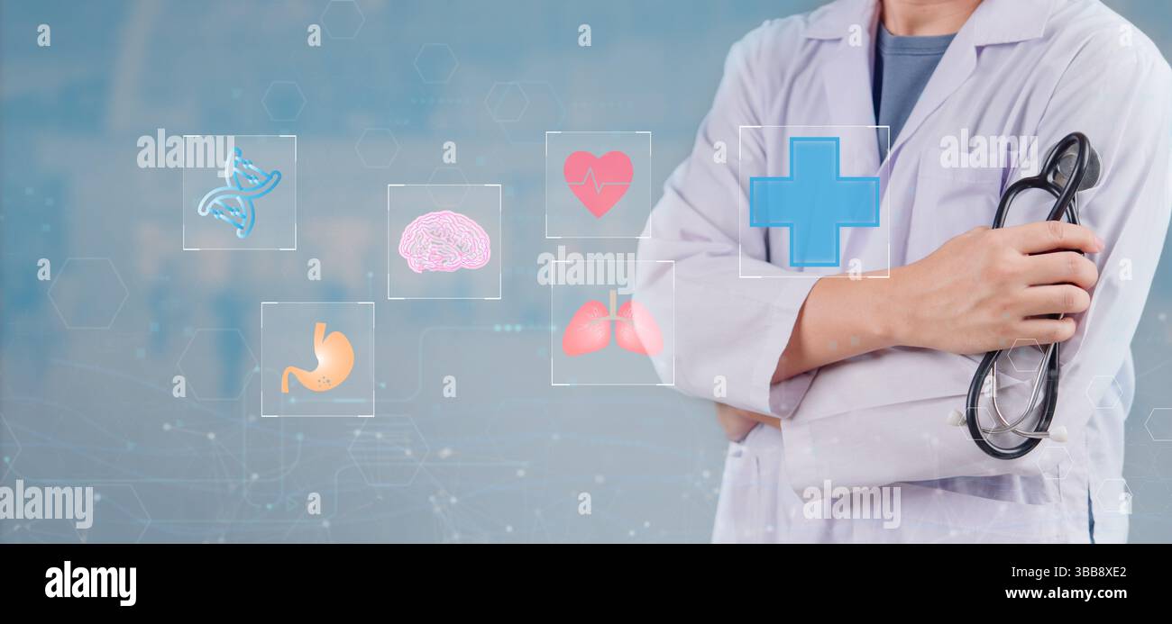 Medical AI system, doctor using futuristic healthcare analytics, smart ...