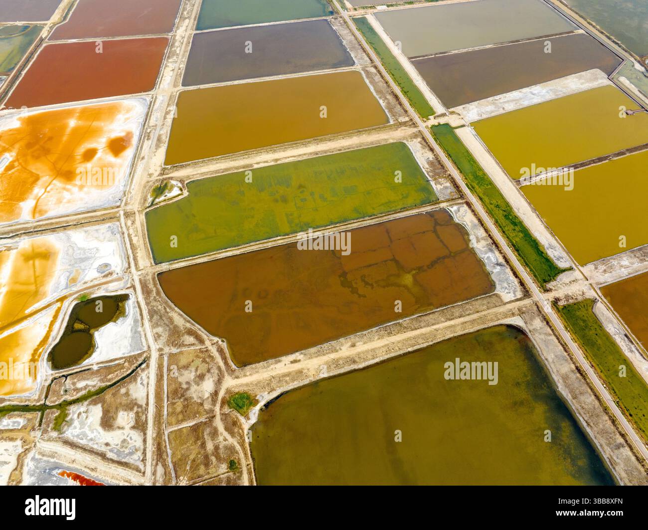 Aerial photo shows the colorful salt lake in Yuncheng City, north China ...