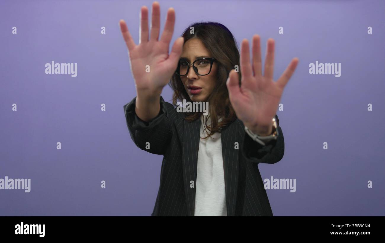 Woman expressing rejection hands raised hi-res stock photography and ...