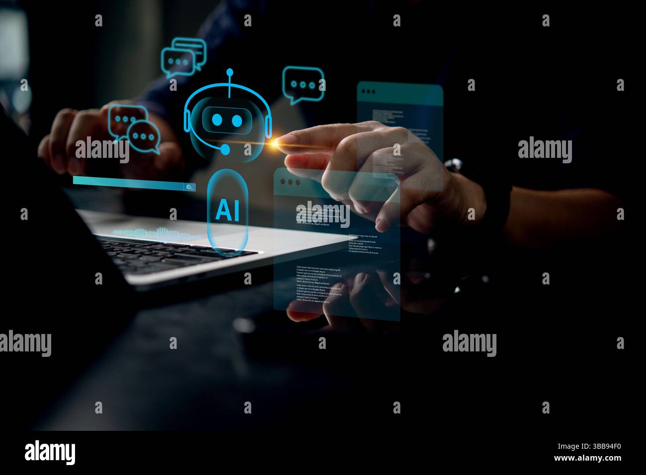 AI machine learning chatbot technology assisting users with automated ...