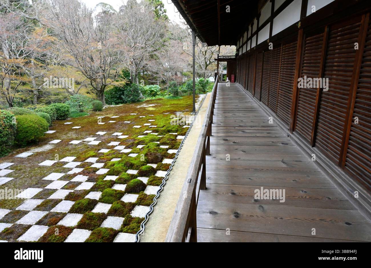 A chequerboard of moss and stone in the north garden of the hojo in ...