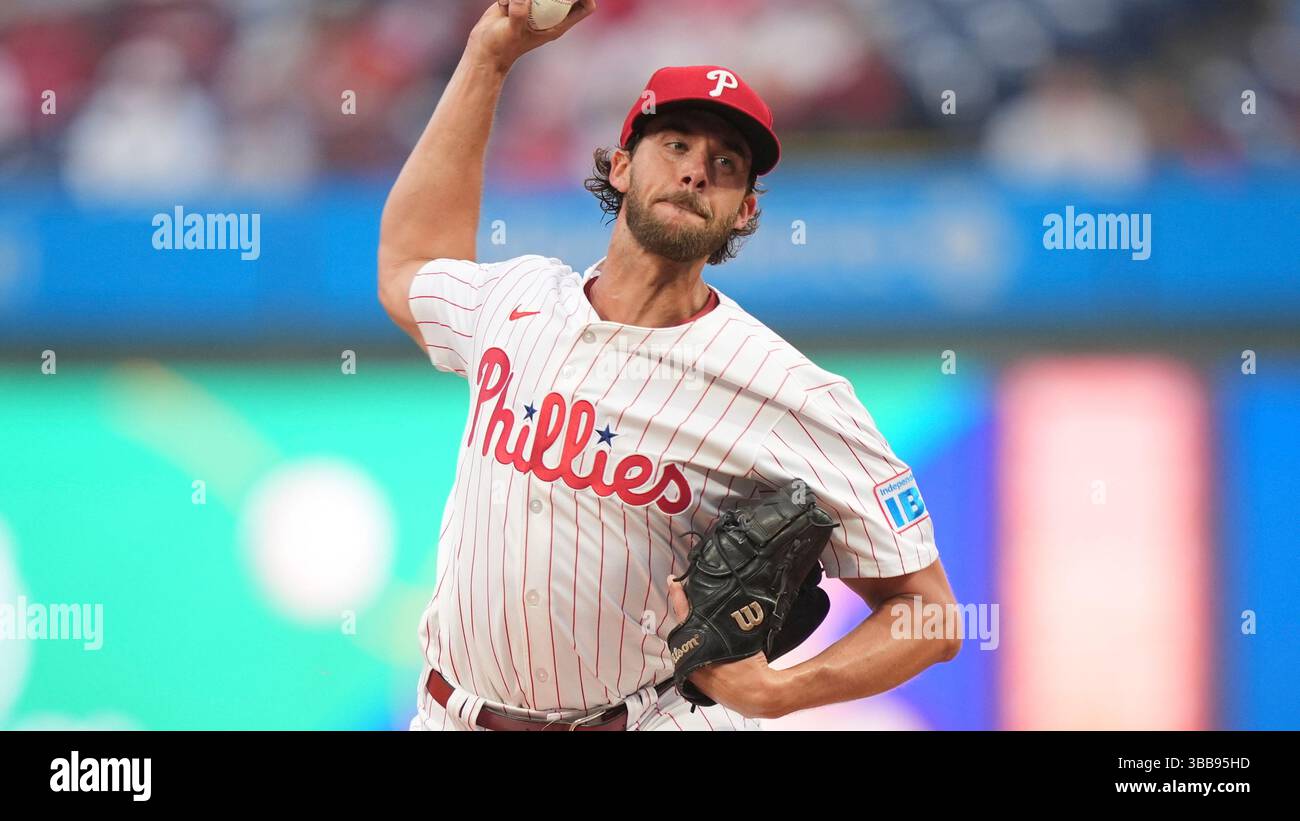 Philadelphia Phillies' Aaron Nola plays during the second baseball game ...