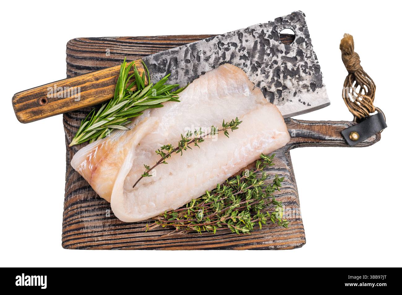 Freshly cut cod fish fillet, highlighting its mild taste and ...