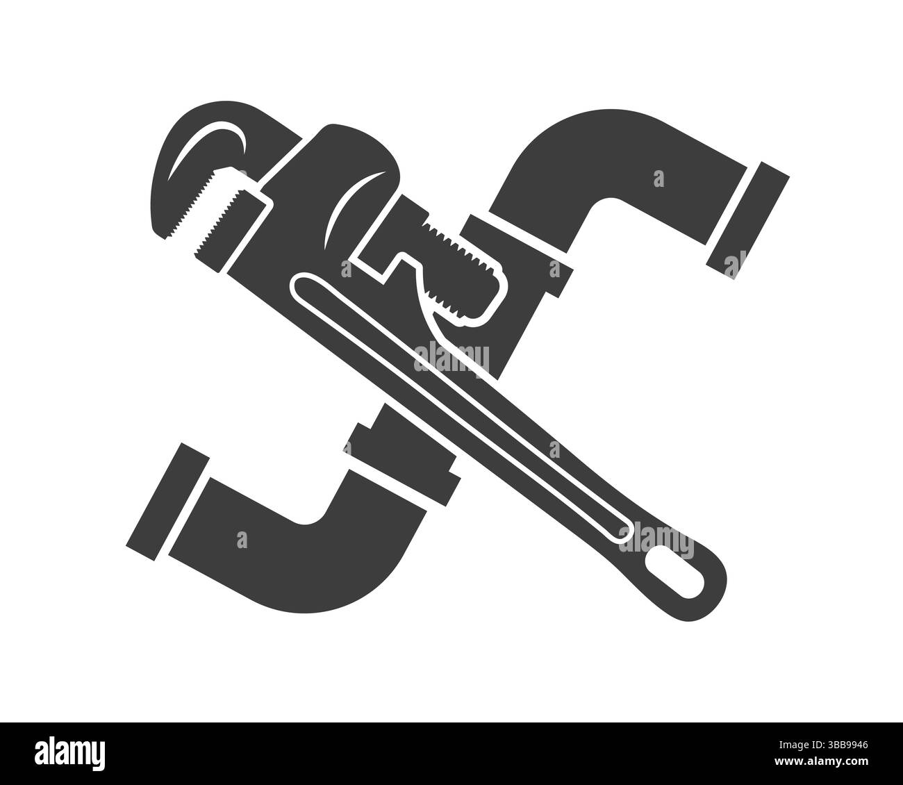 Plumbing services icon symbol, pipe wrench sign, Plumbing wrench logo ...