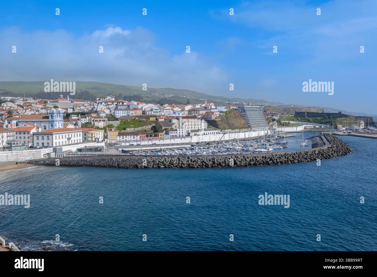 Angra do Heroismo and Marina, Terceira, Azores. Stunning vista of the ...