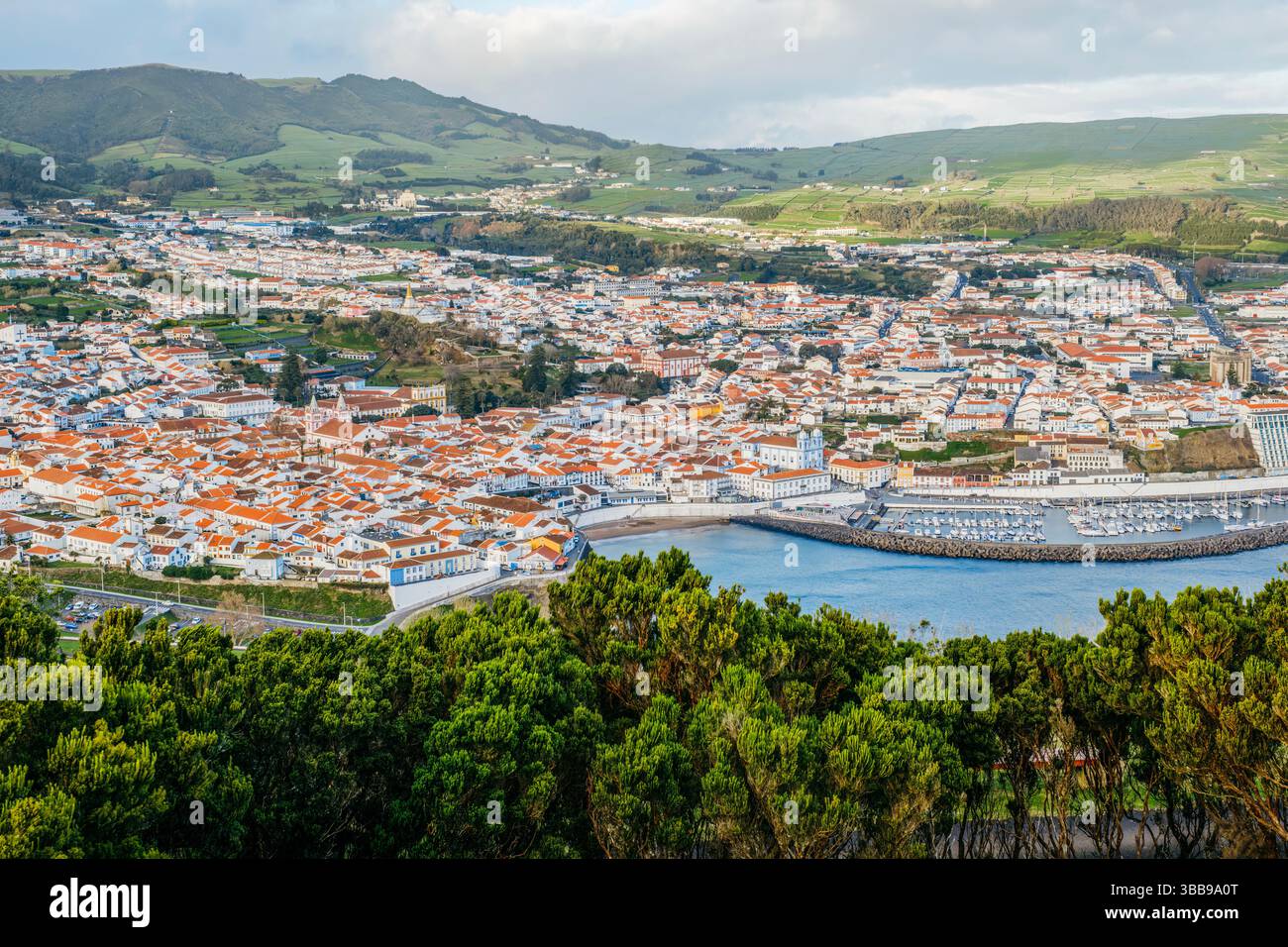 Panoramic View of Angra do Heroismo from Monte Brasil, Terceira, Azores ...