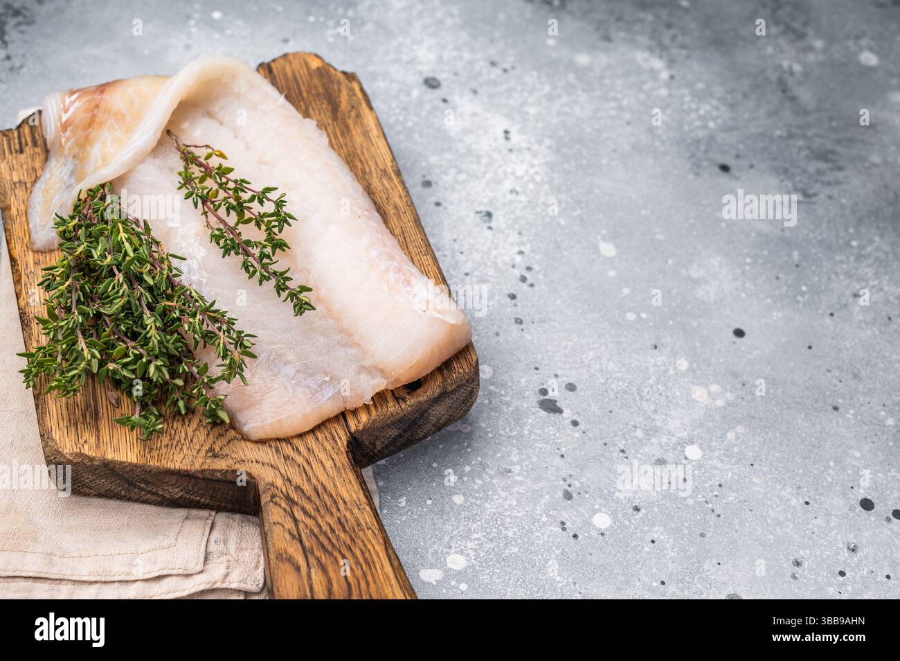 Fresh cod fish fillet, showcasing its delicate texture and pristine ...
