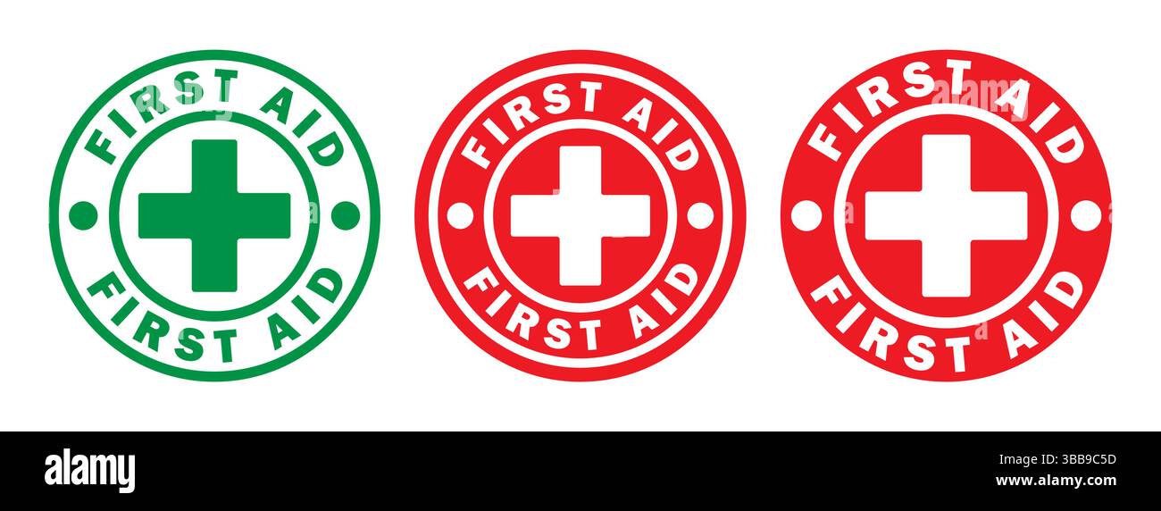 First Aid circle round medical icon symbol. Hospital doctor sign logo ...