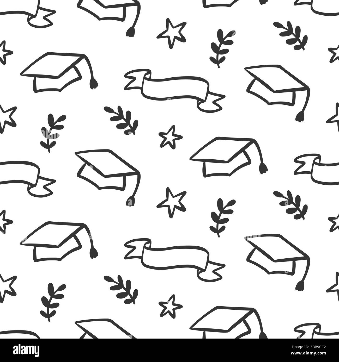 Bachelor Graduation Cap Student Seamless Pattern Stock Vector Image ...