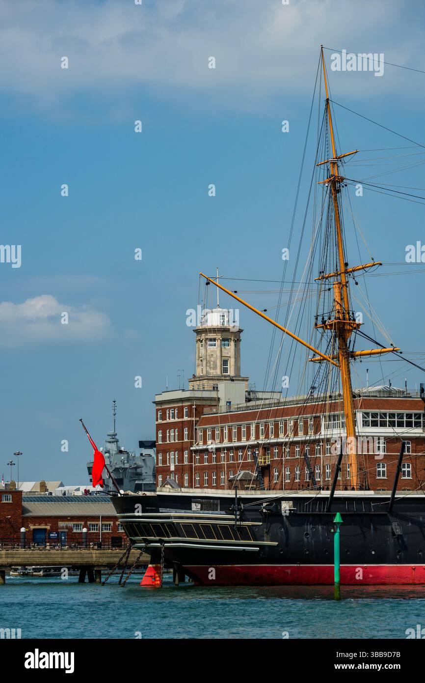 The square rigged HMS Warrior a giant iron clad warship, powered by ...