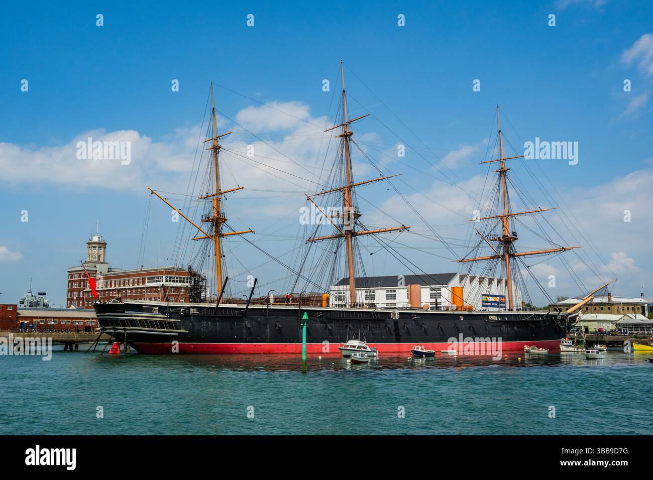 The square rigged HMS Warrior a giant iron clad warship, powered by ...
