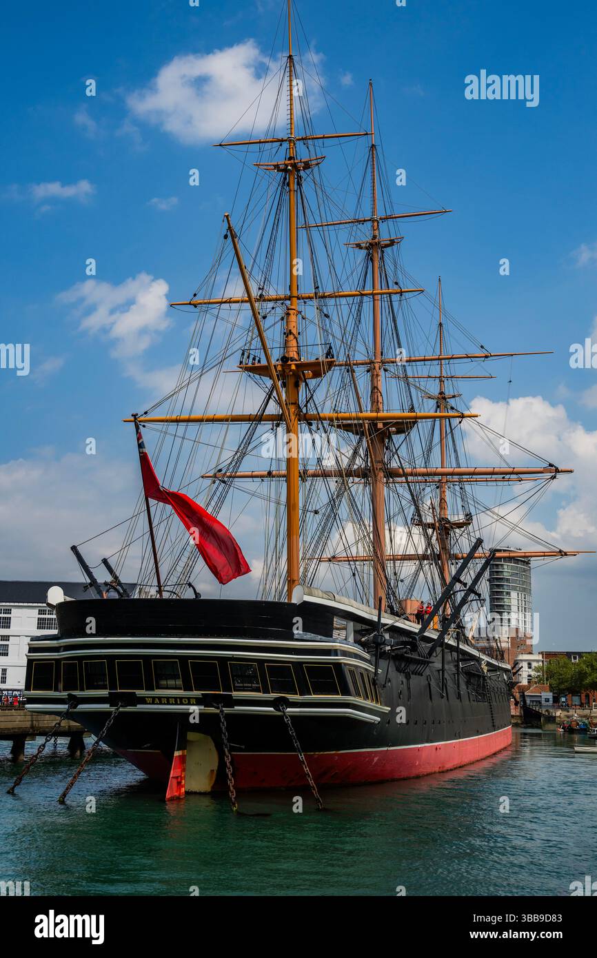 The square rigged HMS Warrior a giant iron clad warship, powered by ...