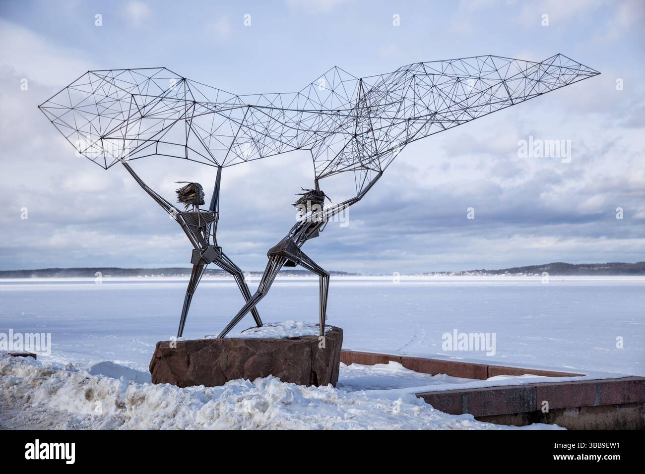 Petrozavodsk, Russia March 15, 2025: Sculpture Fishermen on the ...