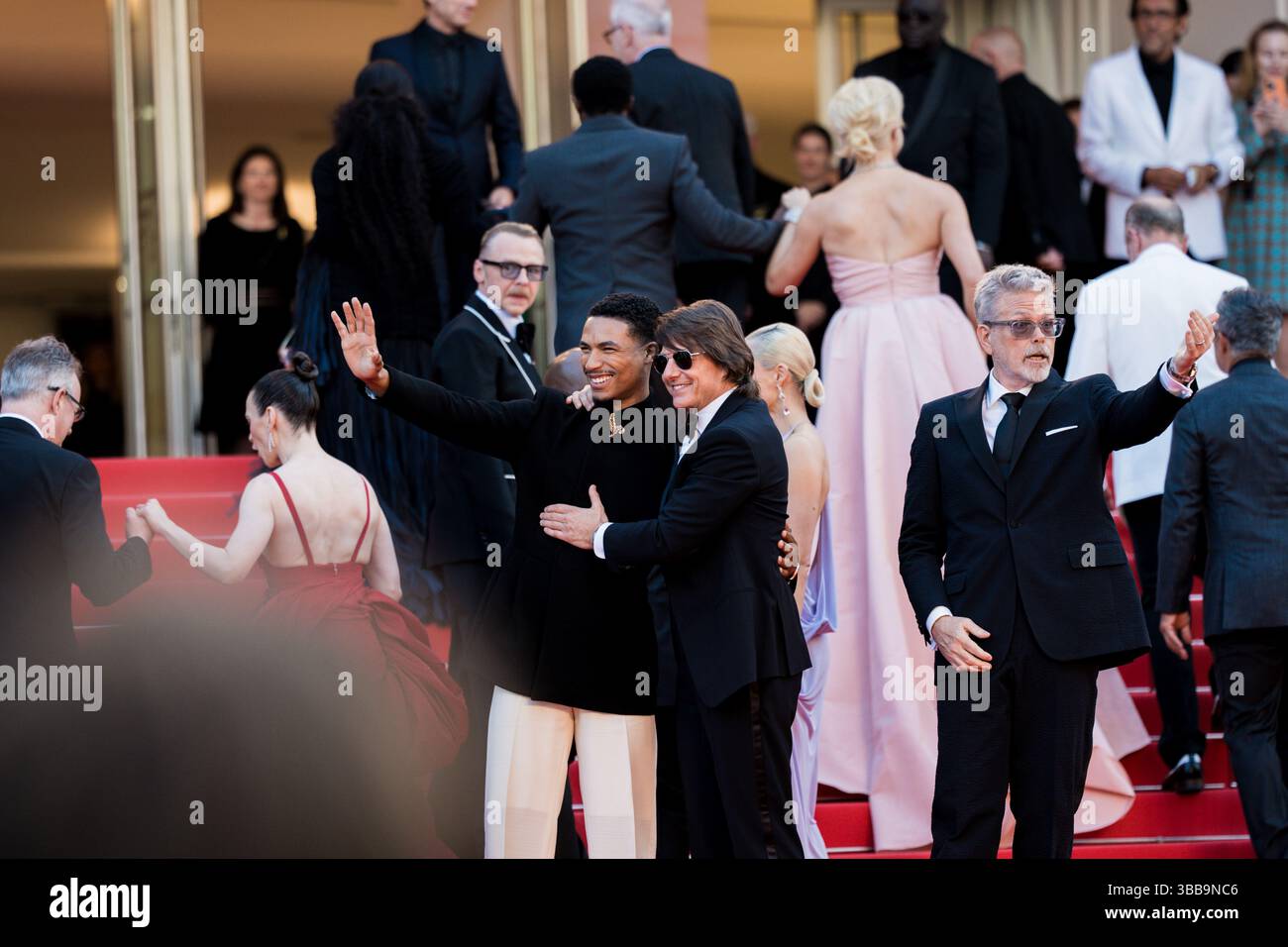 CANNES, FRANCE - MAY 14: (L-R) Eddie Hamilton, Hayley Atwell, Greg ...