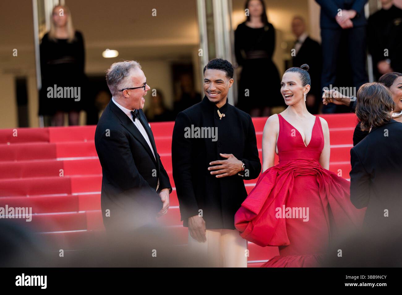 CANNES, FRANCE - MAY 14: (L-R) Eddie Hamilton, Hayley Atwell, Greg ...