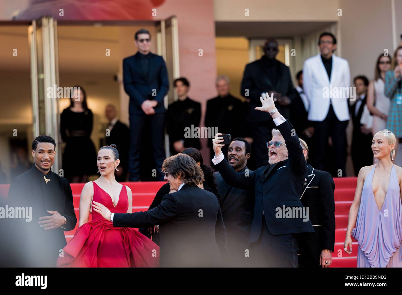 CANNES, FRANCE - MAY 14: (L-R) Eddie Hamilton, Hayley Atwell, Greg ...
