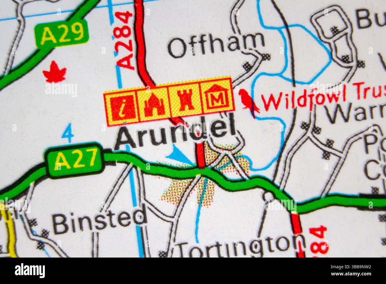 Arundel - England, United Kingdom colour atlas map town name of the ...