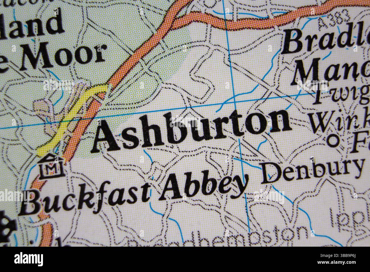 Ashburton - England, United Kingdom colour atlas map town name of the ...