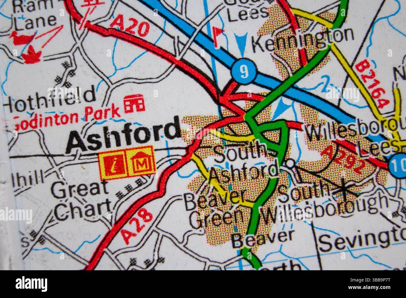 Ashford - England, United Kingdom colour atlas map town name of the ...