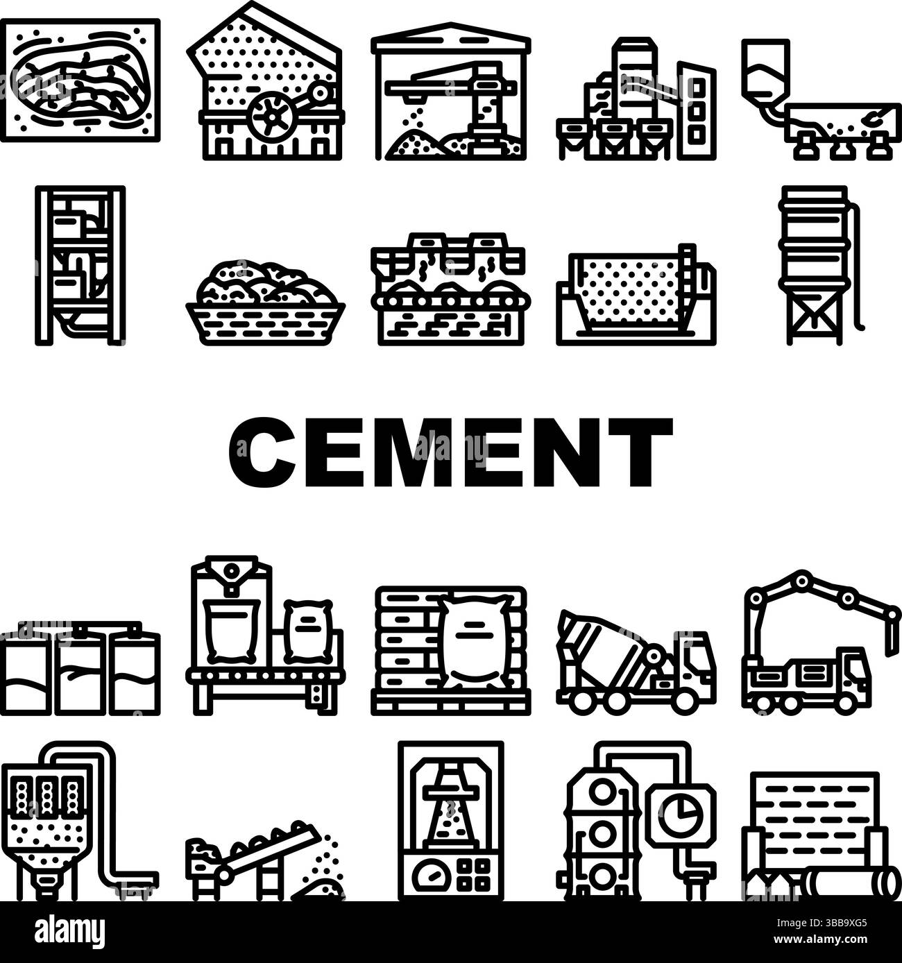 cement production clinker icons set vector Stock Vector Image & Art - Alamy