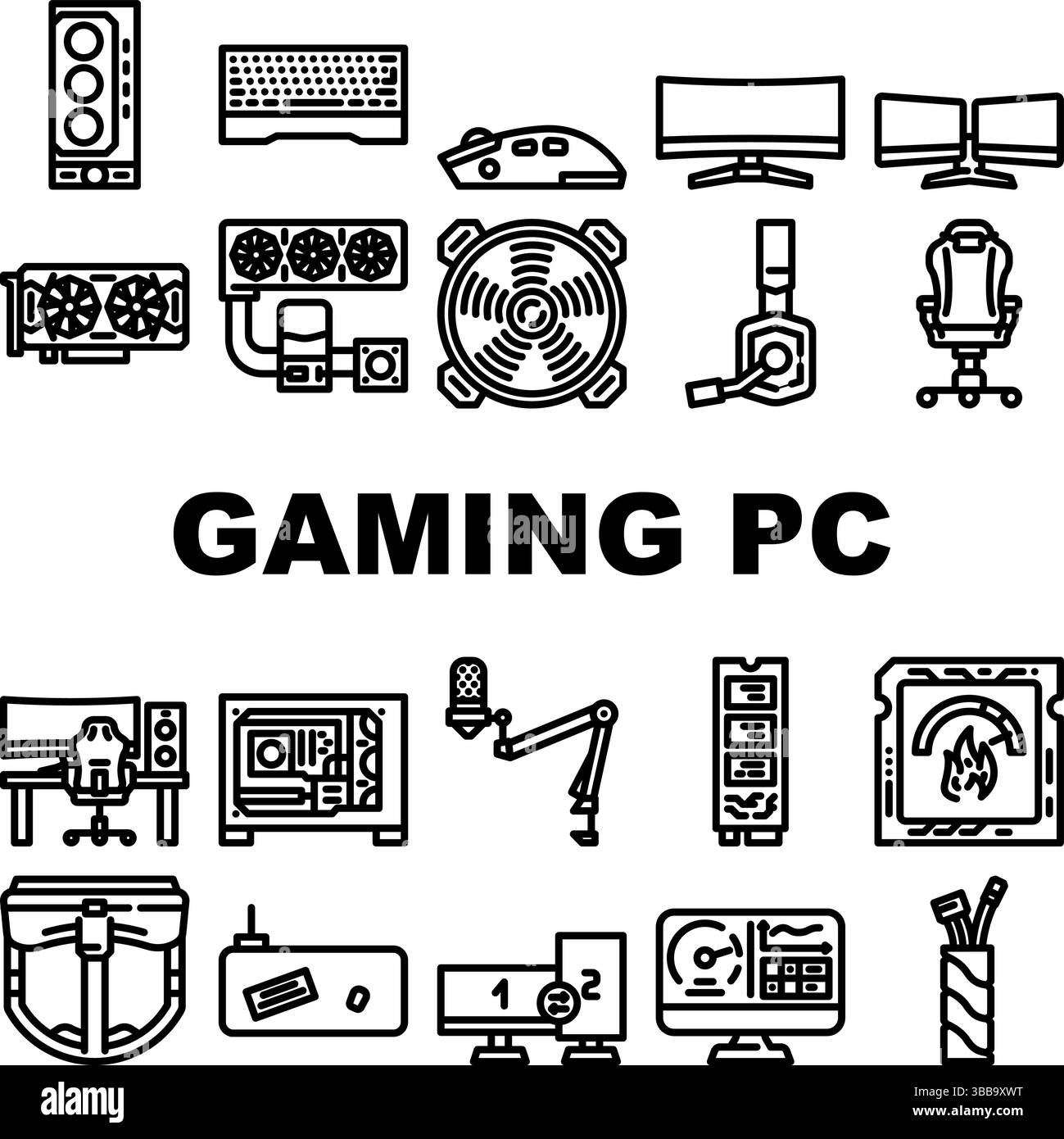 gaming pc hardware processor icons set vector Stock Vector Image & Art ...