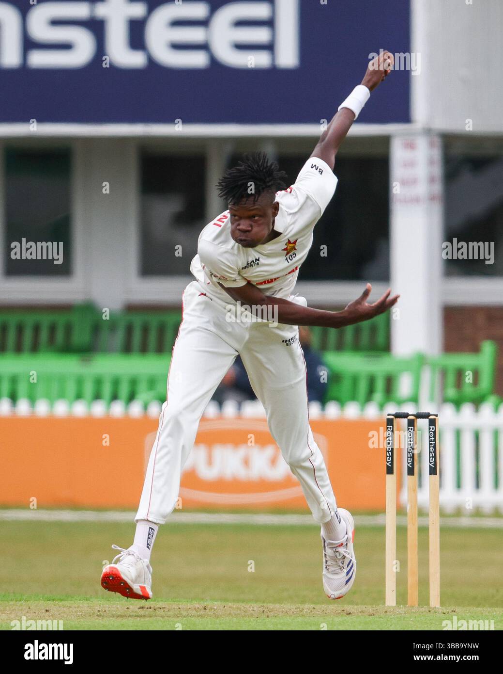 Leicester, UK. 15th May, 2025. #40, Blessing Muzarabani of Zimbabwe in ...