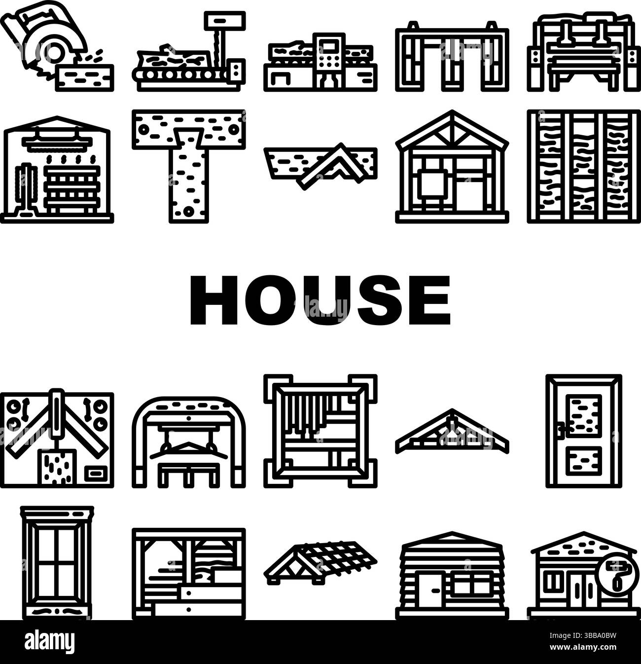 wood frame house construction icons set vector Stock Vector Image & Art ...