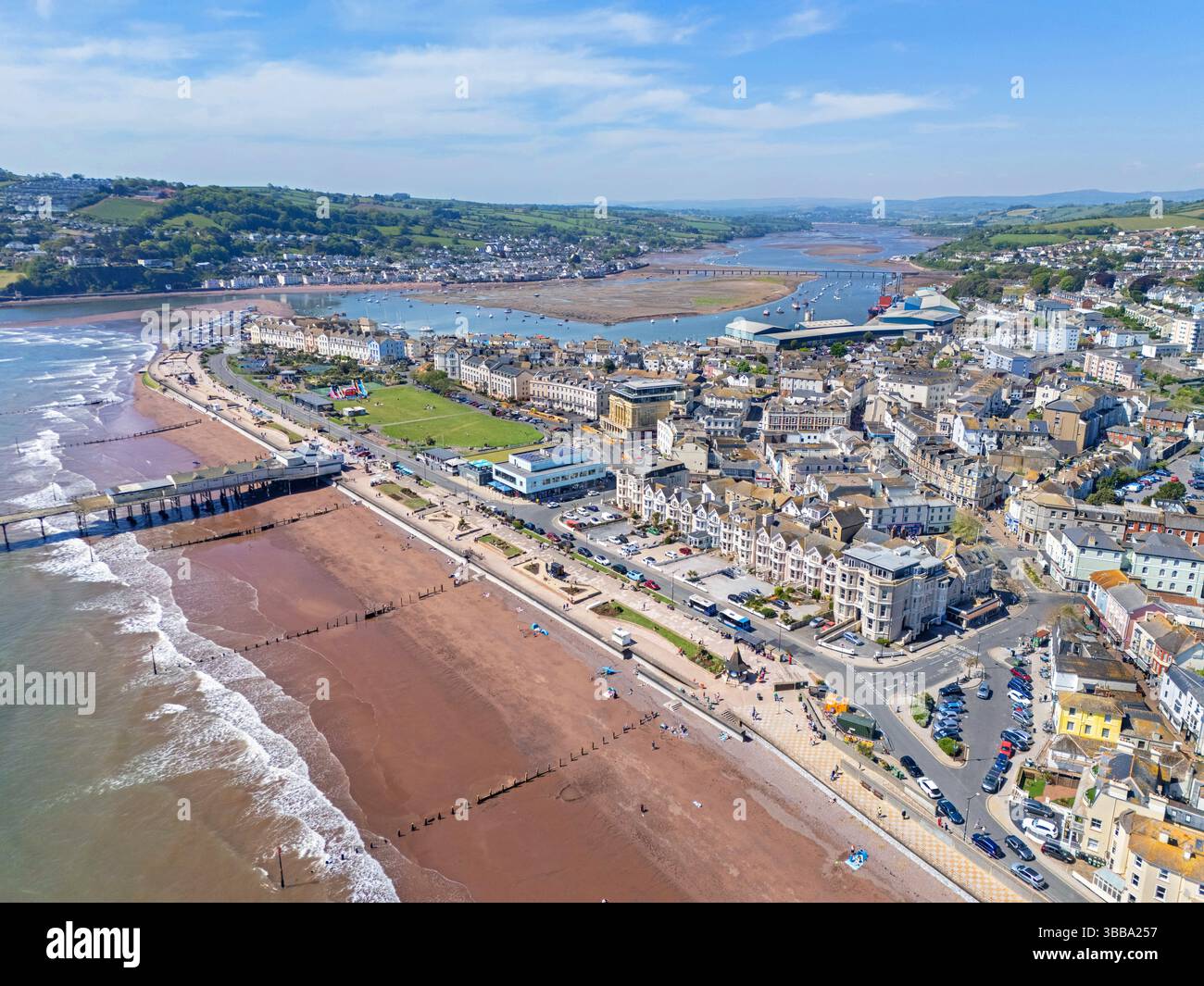Aerial Image of the Teignmouth coast line basking in fine Spring ...