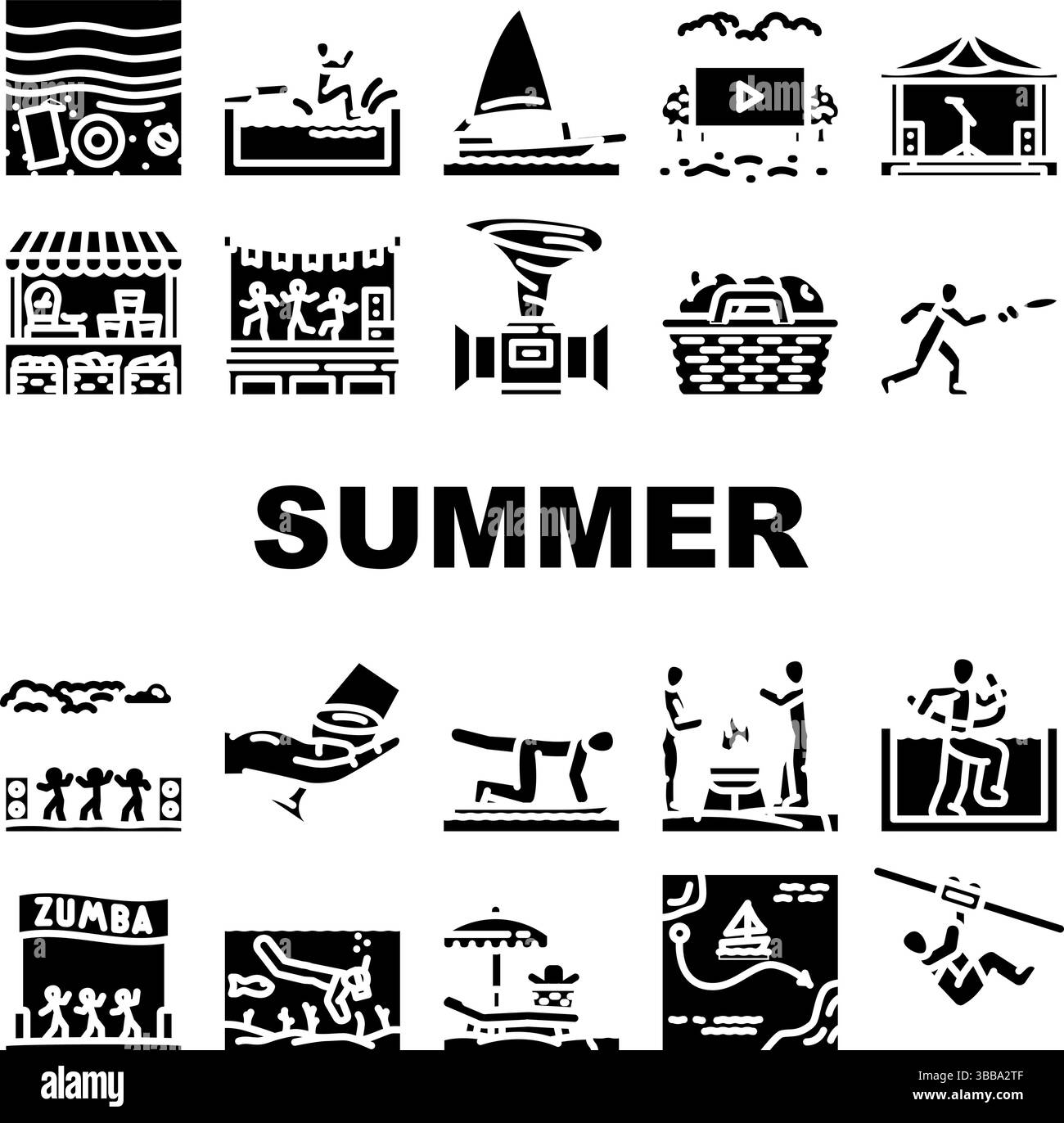 summer spend time beach icons set vector Stock Vector Image & Art - Alamy