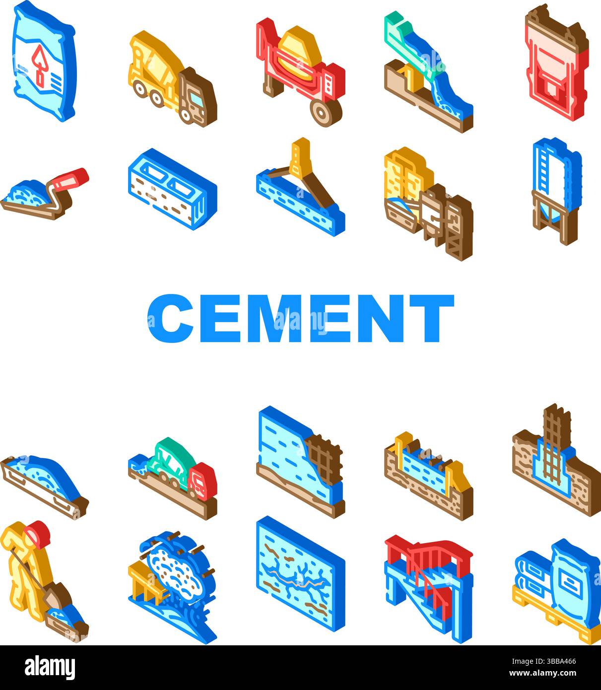 cement portland concrete icons set vector Stock Vector Image & Art - Alamy