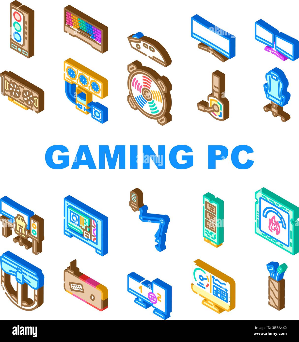 gaming pc hardware processor icons set vector Stock Vector Image & Art - Alamy