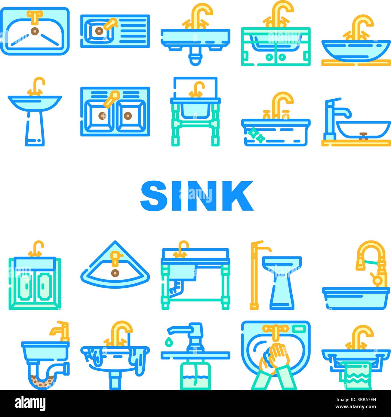 sink kitchen bathroom icons set vector Stock Vector Image & Art - Alamy