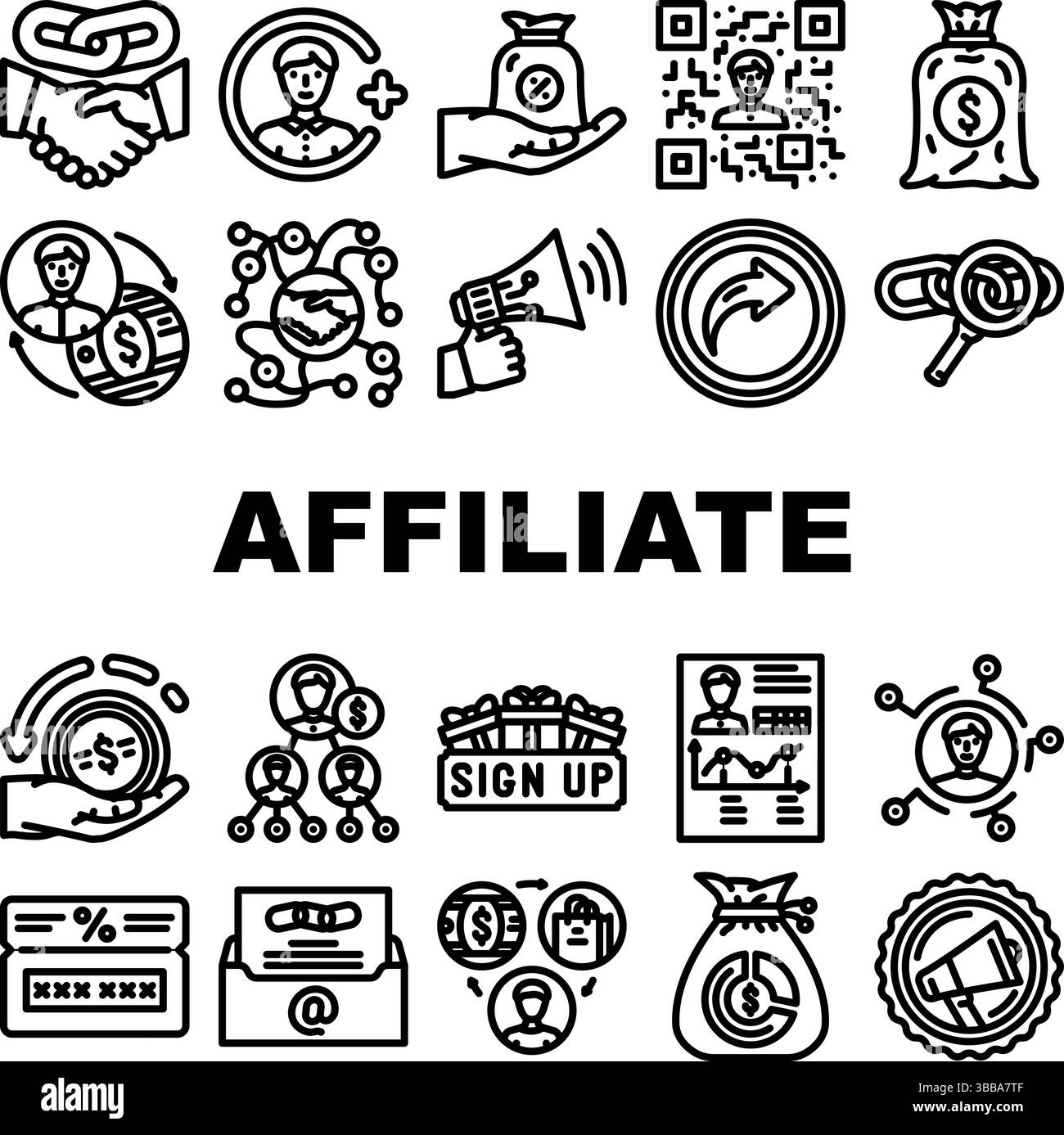 affiliate referral program sales icons set vector Stock Vector Image ...