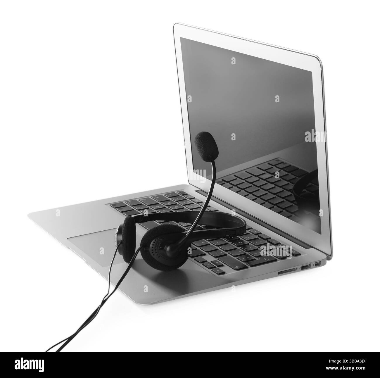 Studio microphone headset recording Black and White Stock Photos ...