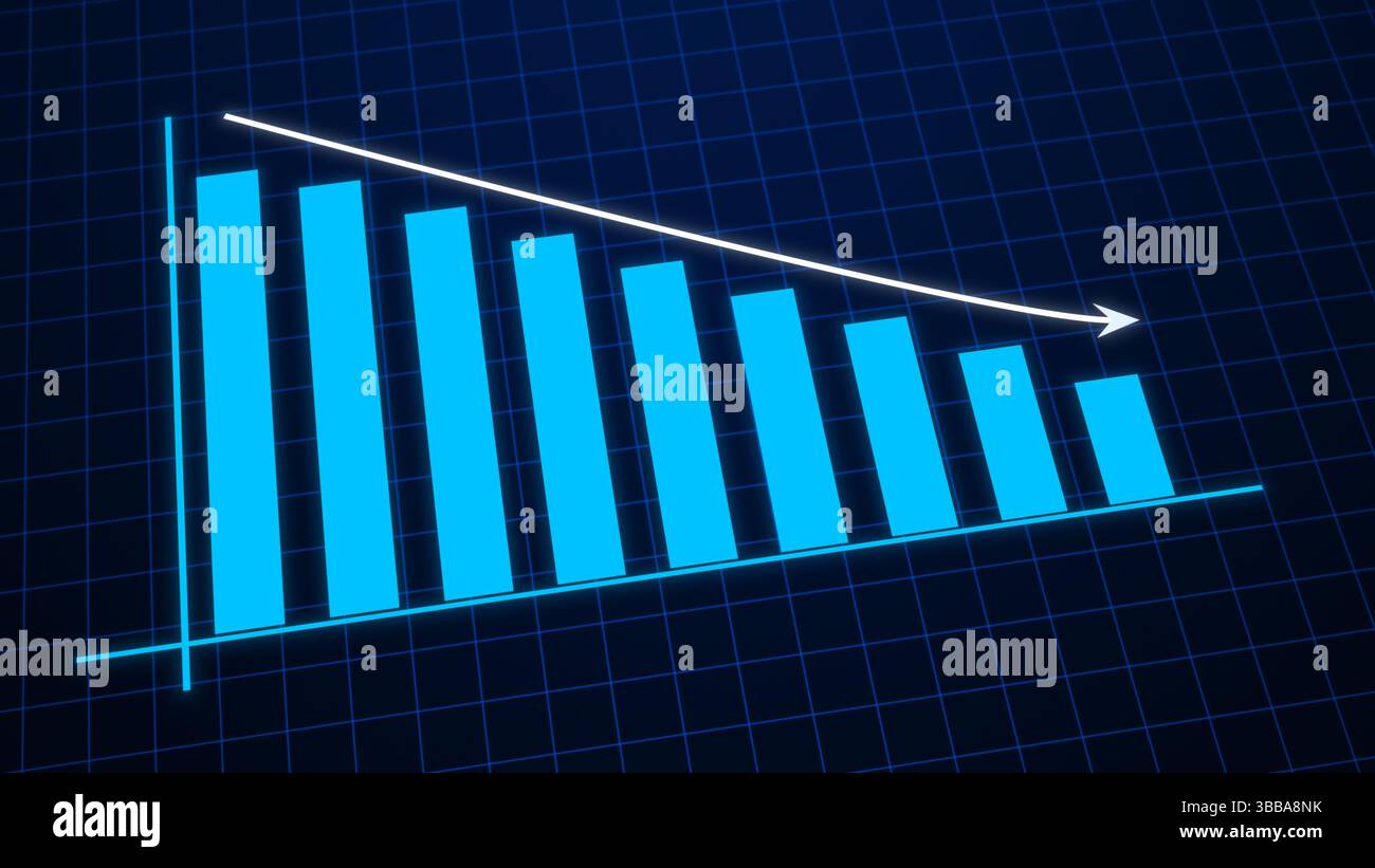 Digital blue bar chart with decreasing business concept Stock Photo - Alamy