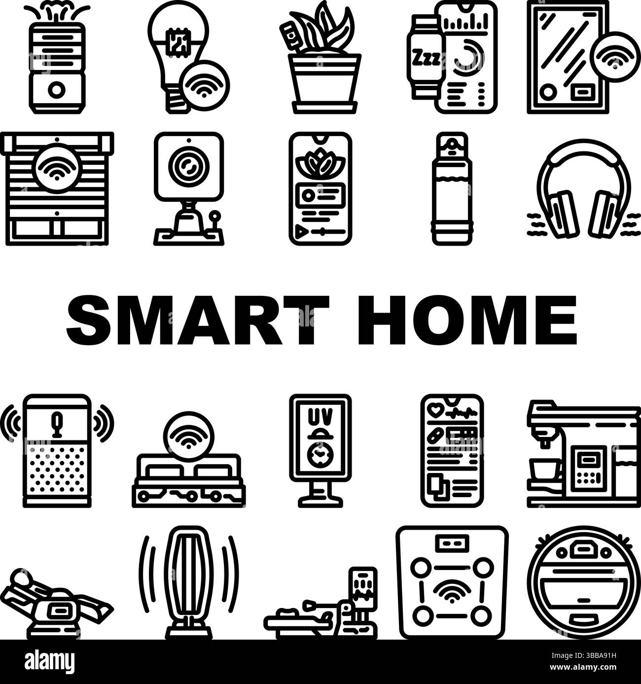 smart home wellness automation icons set vector Stock Vector Image ...