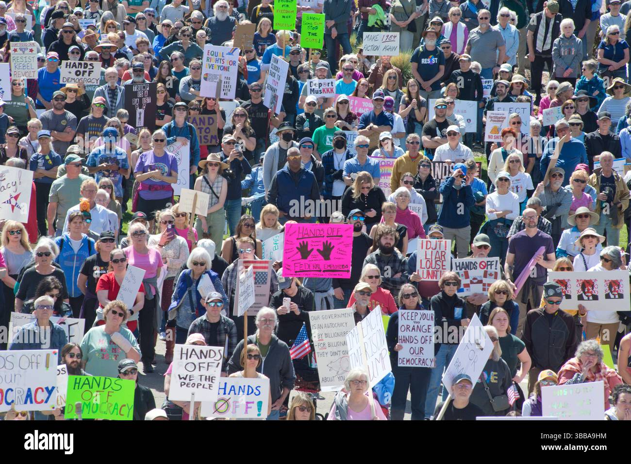 Anti-Elon Musk sign at a protest rally in Boise Idaho on February 17 ...