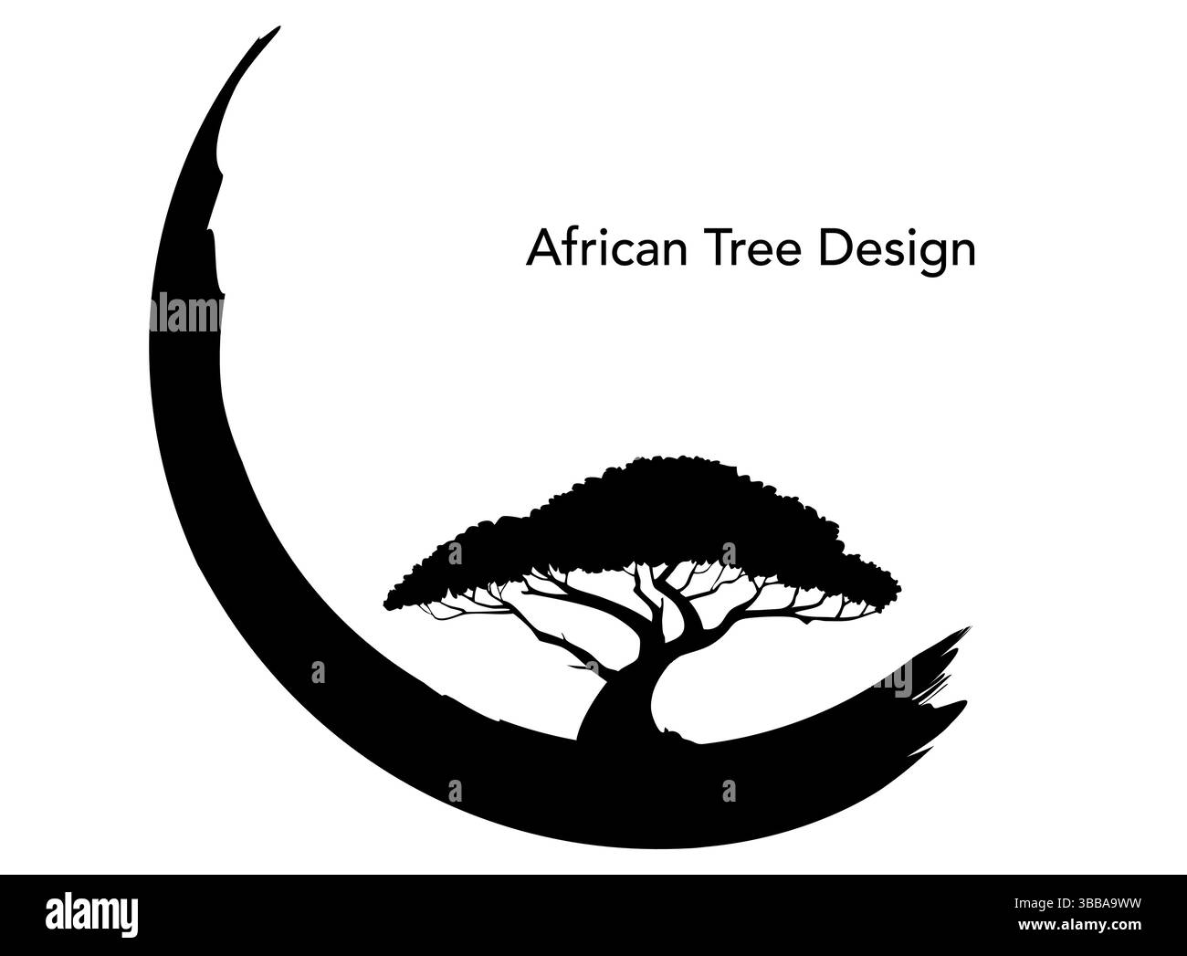 Acacia tree icon silhouette. African circle logo, Nature, exotic plant ...