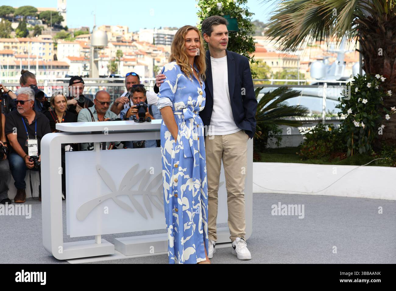 May 15, 2025, Cannes, Cote D'azur, France: CECILE DE FRANCE and YANN DAZLAN pose during the ...