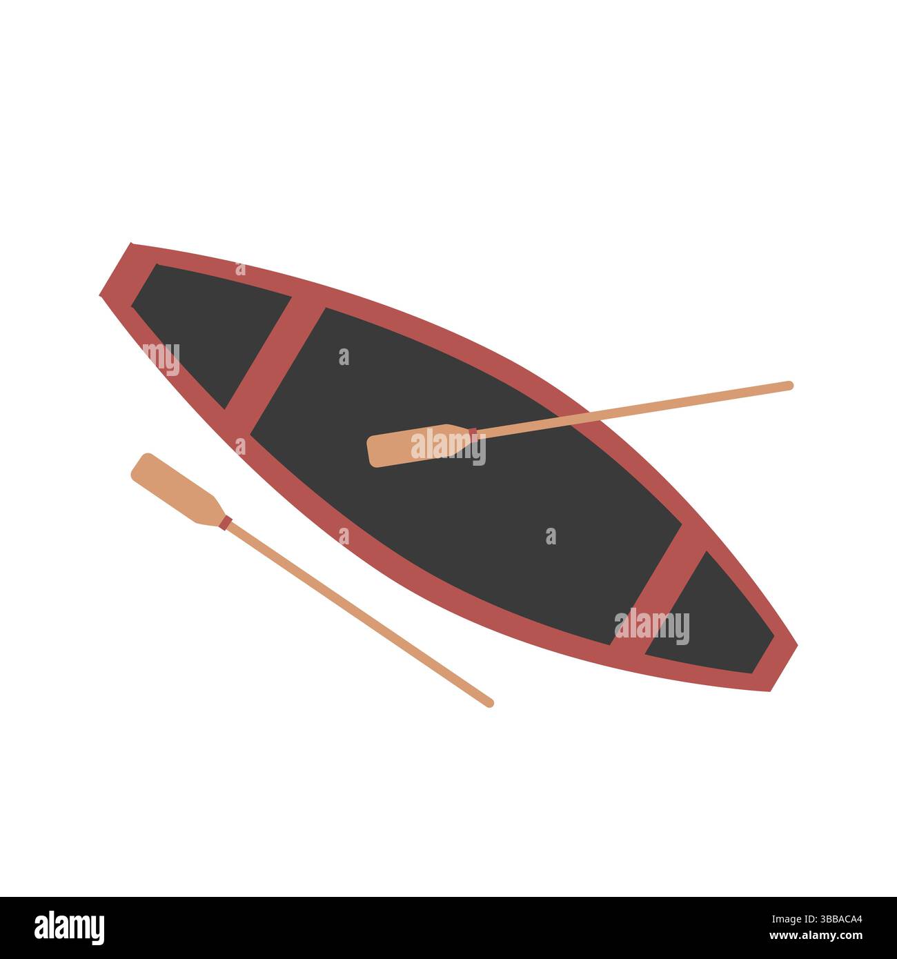Wooden fishing boat with paddles. Vector isolated illustration icon ...