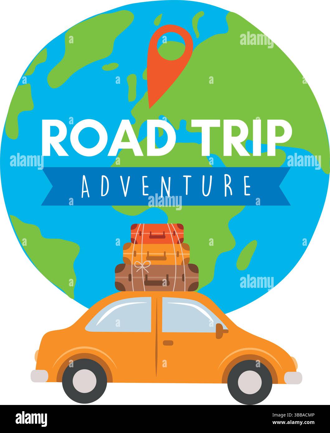 road trip adventure car drive around the world vector illustration ...