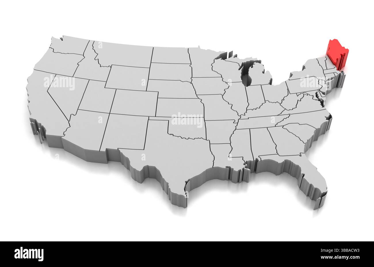 Maine state on usa map hi-res stock photography and images - Alamy