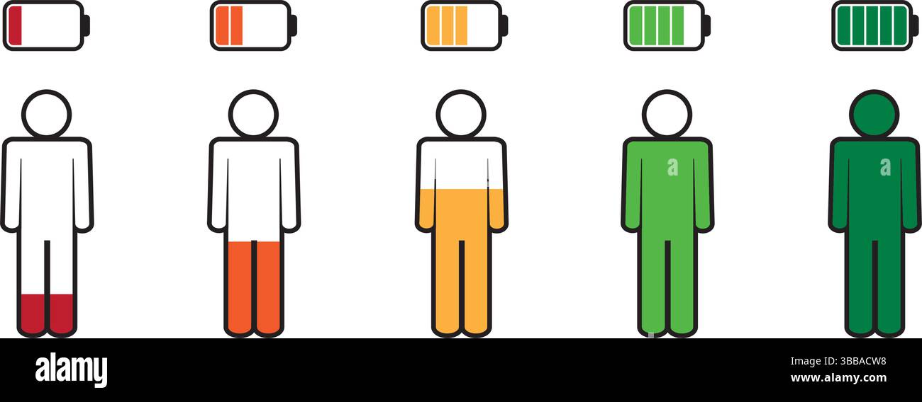 people with empty and fully charged battery pictogram isolated vector ...