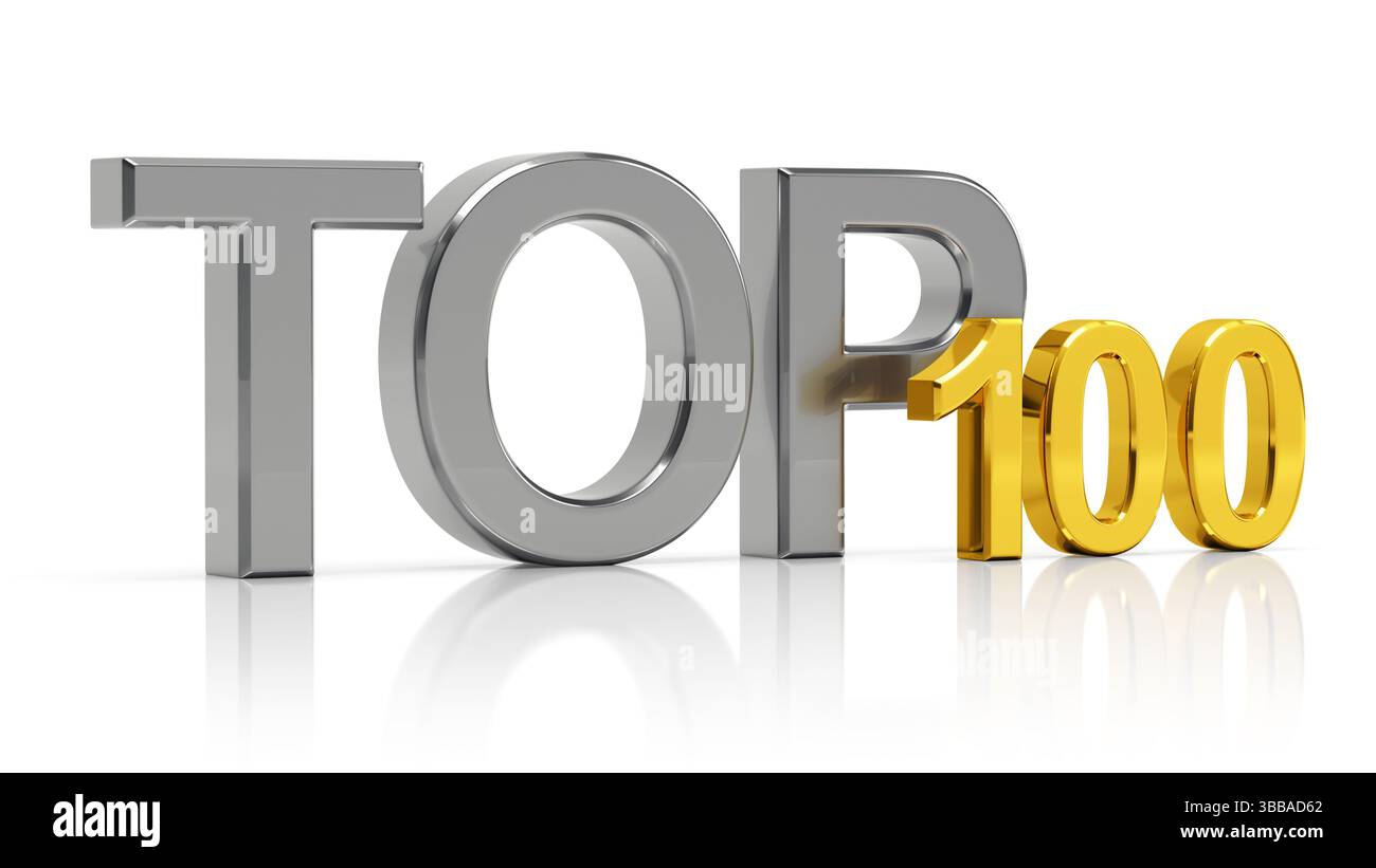 Silver top 100 3d render Stock Photo - Alamy