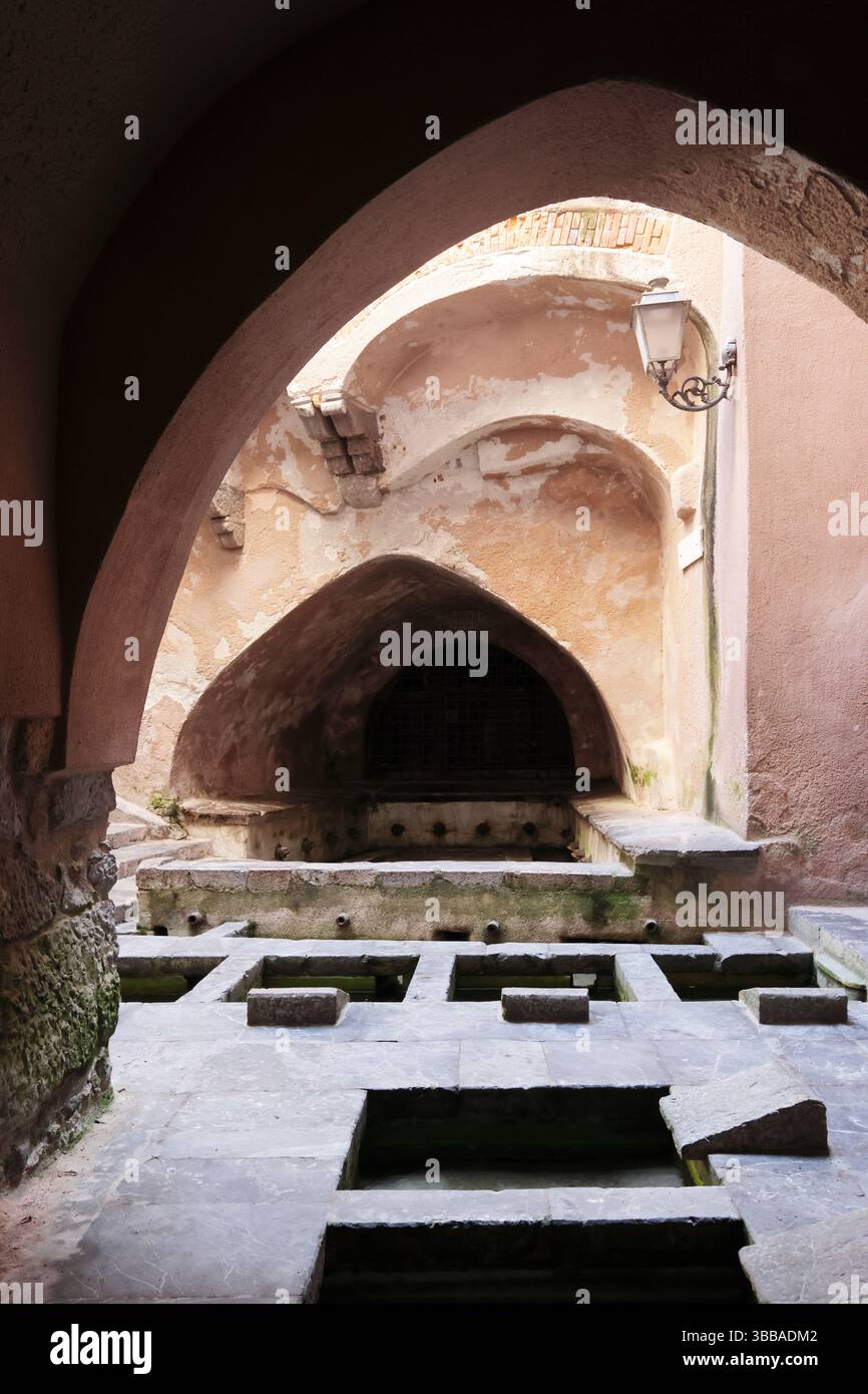 The medieval wash house (Lavatoio Medievale) in Cefalu, Sicily Stock ...