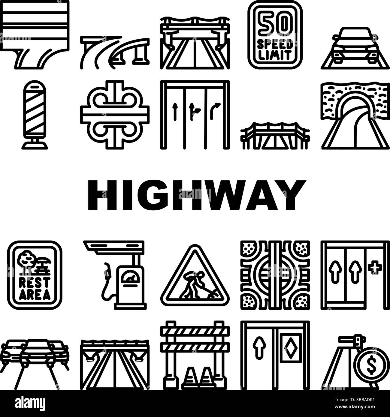 highway road traffic asphalt icons set vector Stock Vector Image & Art ...