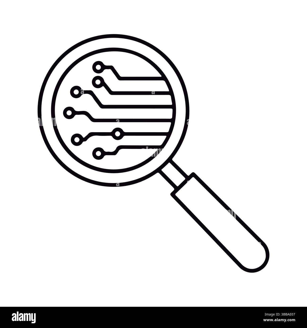 Magnifying Glass on Circuit Board. Technology Research Concept Stock ...