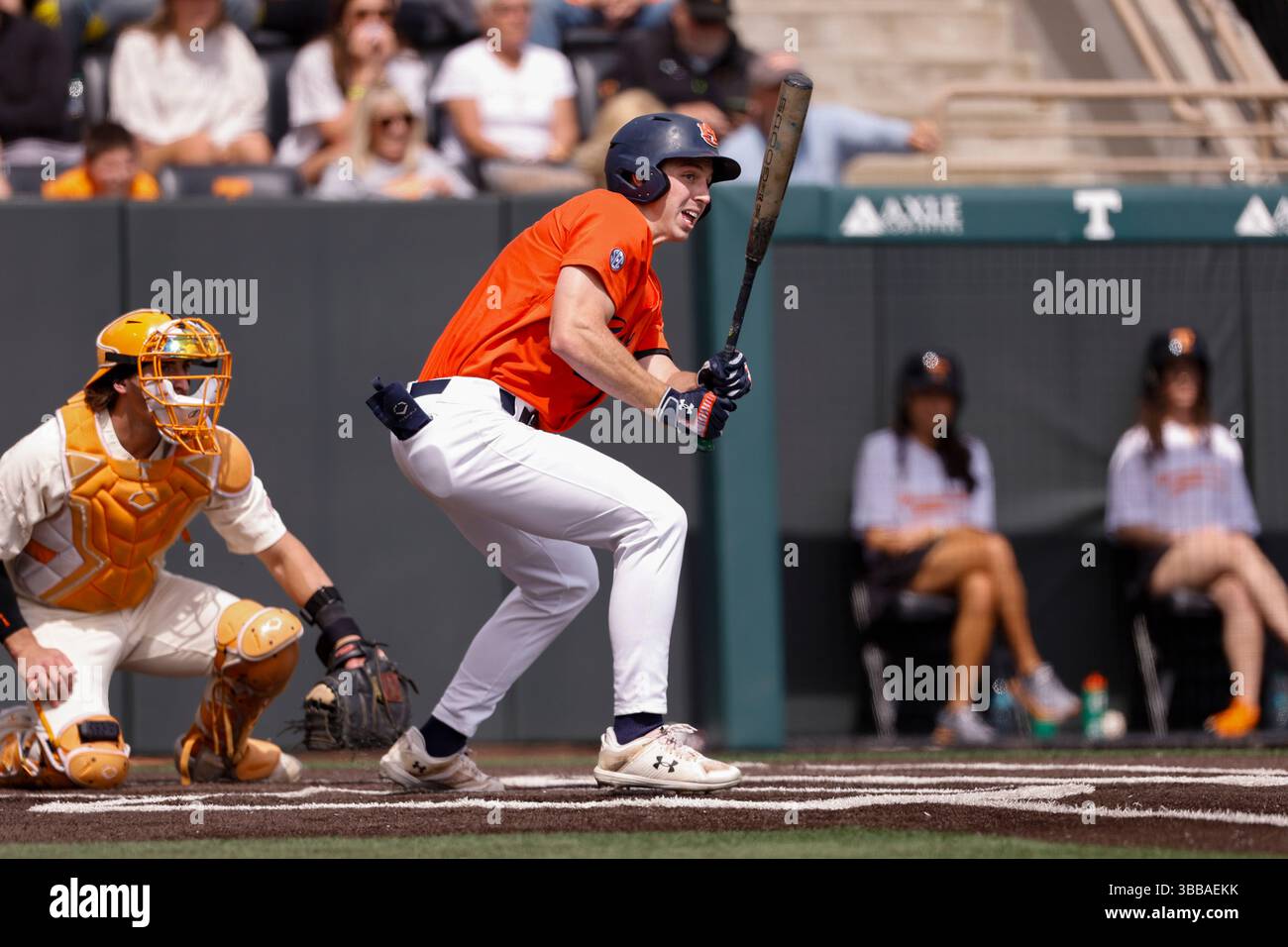 Auburn Tigers center fielder Cade Belyeu (14) at bat against the ...