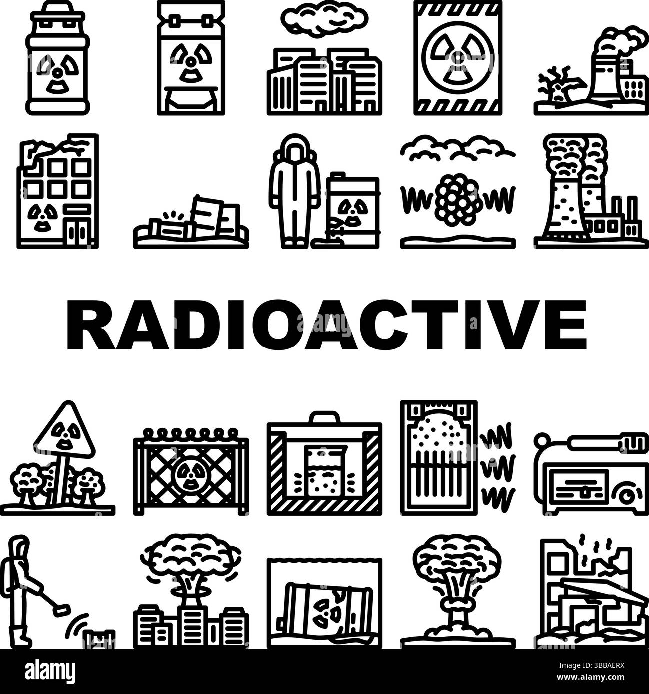 radioactive pollution hazard icons set vector Stock Vector Image & Art - Alamy